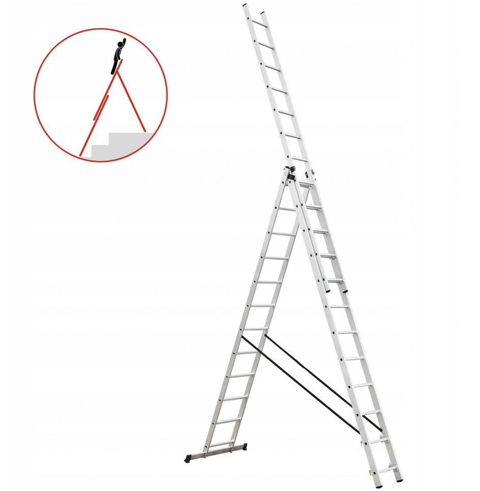 Sterke aluminium ladder 3x12 universeel