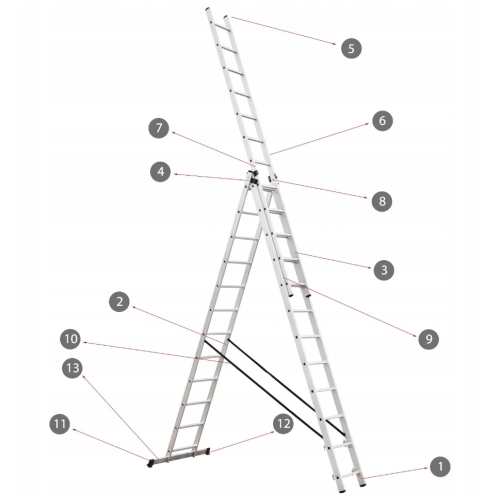 Sterke aluminium ladder 3x12 universeel